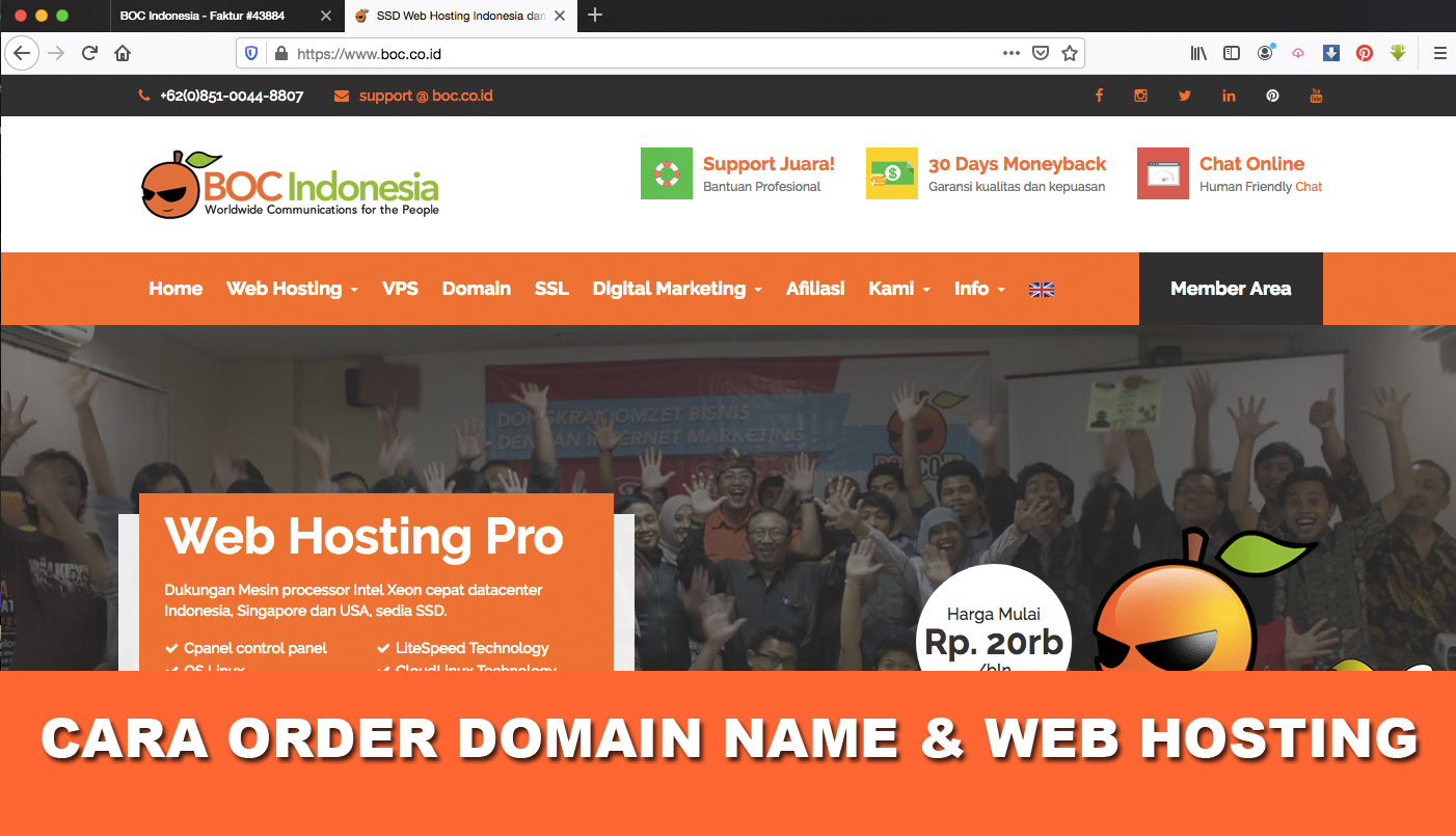 Cara Beli Web Hosting dan Domain Name di BOC